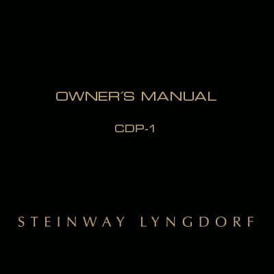 Download CDP-1 owner's manual - Steinway Lyngdorf