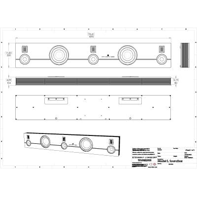 Model S Soundbar technical drawings - Steinway Lyngdorf